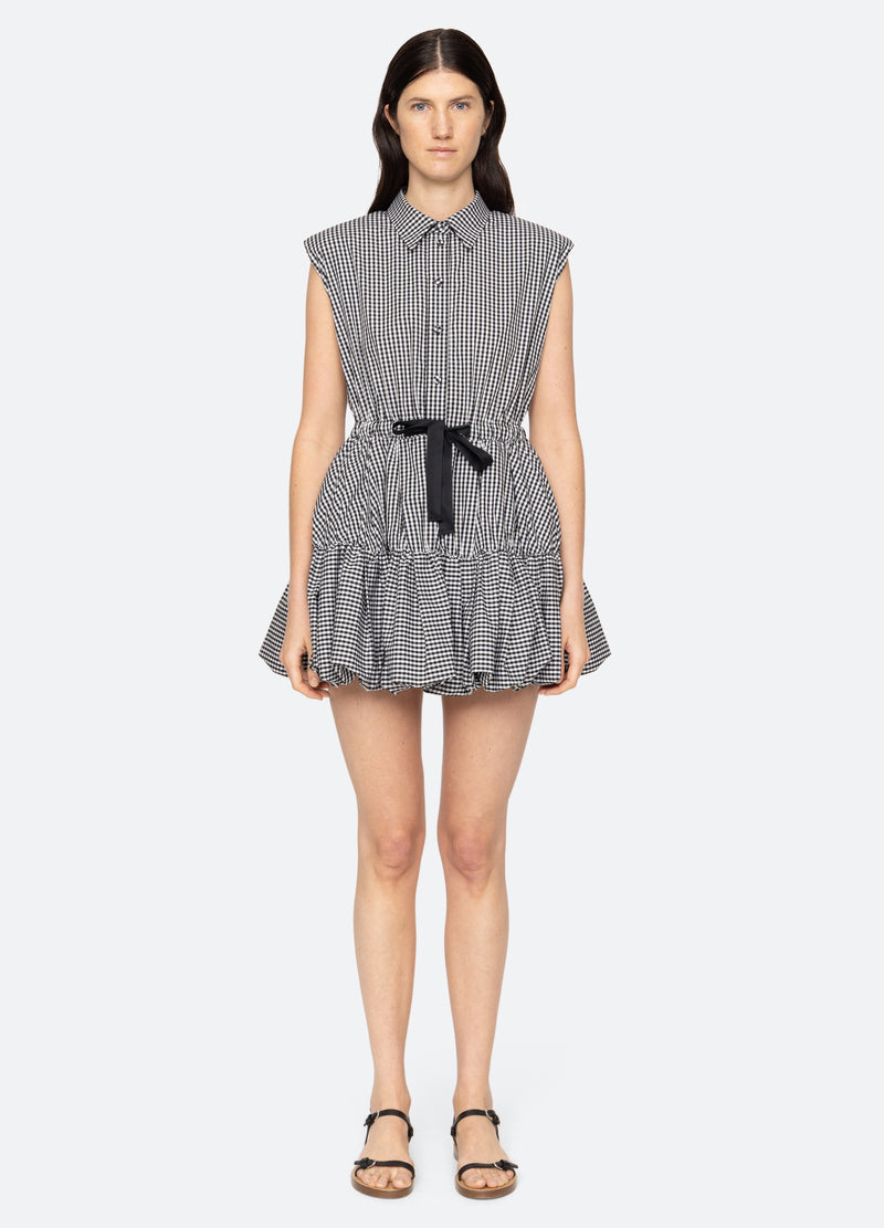 Sea New York | Neci Gingham Bubble Mini Dress | Wylie Grey